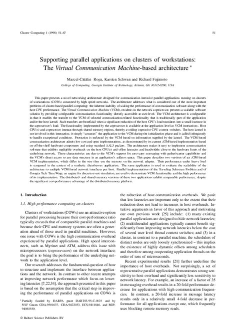 Pdf Supporting Parallel Applications On Clusters Of Workstations The Virtual Communication