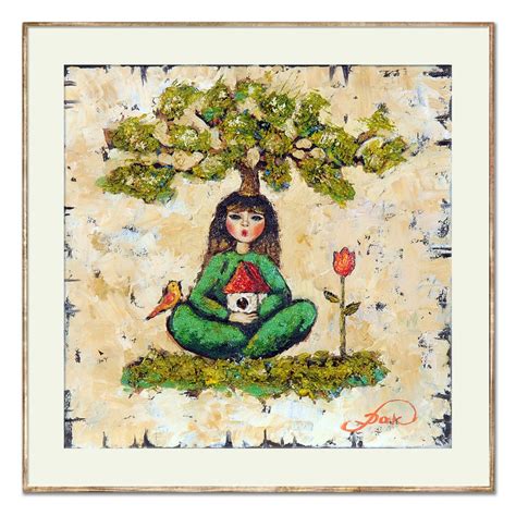 Tree Of Life Art Print Girl Portrait Oil Painting Bird Lover Poster Red Cardinal Wall Art Red