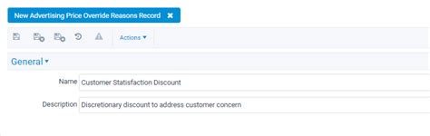 creating advertising price override reasons aptify support