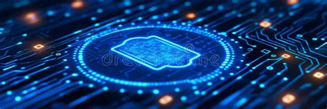 Cybersecurity And Data Protection Glowing Circuit Board With A Futuristic Fingerprint Symbol