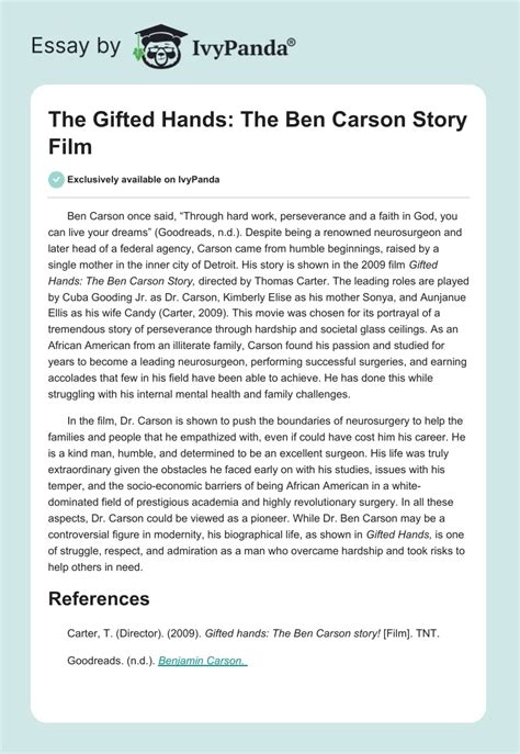 The Ted Hands The Ben Carson Story Film 297 Words Movie Review
