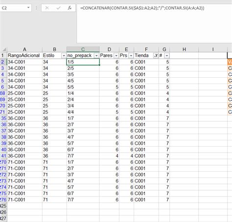 Excel ENUMERAR CON BASE A CRITERIOS