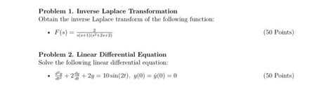Solved Problem Inverse Laplace Transformation Obtain The Chegg