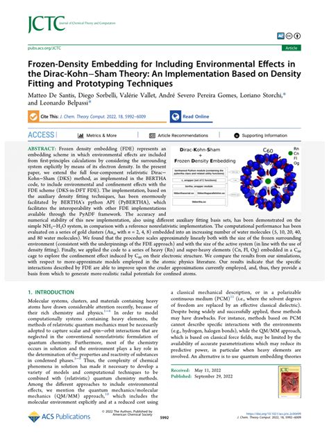 pdf frozen density embedding for including environmental effects in