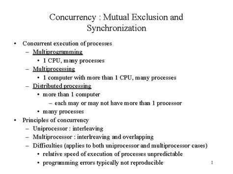 Concurrency Mutual Exclusion And Synchronization Concurrent Execution Of