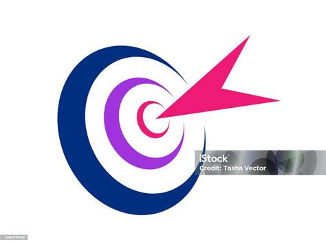 중앙에 있는 표적과 화살표 조준 및 정확도 기호 또는 아이콘입니다 정밀 개념입니다 주목 결심에 대한 스톡 벡터 아트 및 기타