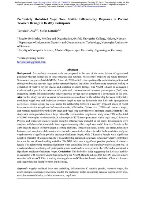 Prefrontal Cortex Modulation Of Vagus Nerve Activity During Stress