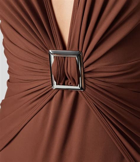Womens Deep V Neck Halter Backless Ruched Bodycon Mini Casual Dress