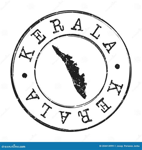 Kerala India Map Postmark Silhouette Postal Passport Stamp Round