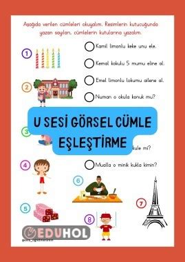 U Sesi Görsel Cümle Eşleştirme Eduhol Etkinlik İndir Oyun Oyna