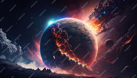행성 별이 빛나는 천체 사진 우주 우주 공간 배경 Generative Ai의 놀라운 사실적인 벽지 프리미엄 사진