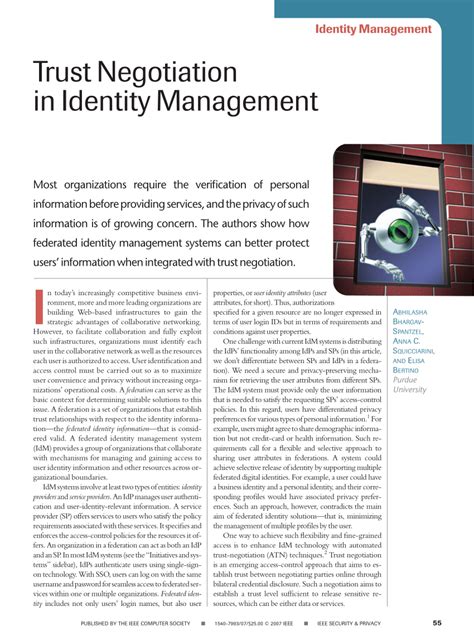 Pdf Trust Negotiation In Identity Management