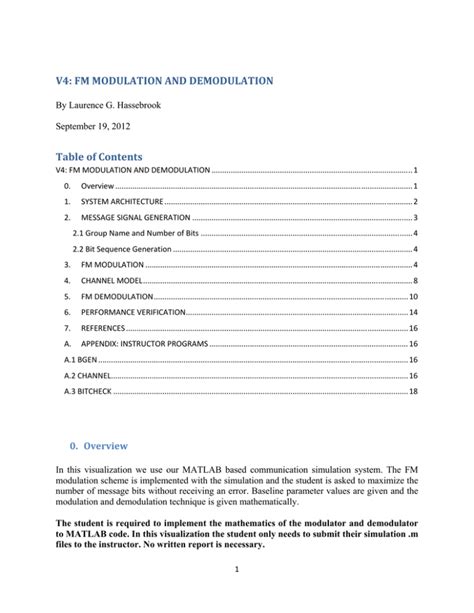 V4 Fm Modulation And Demodulation Table Of Contents By Laurence G