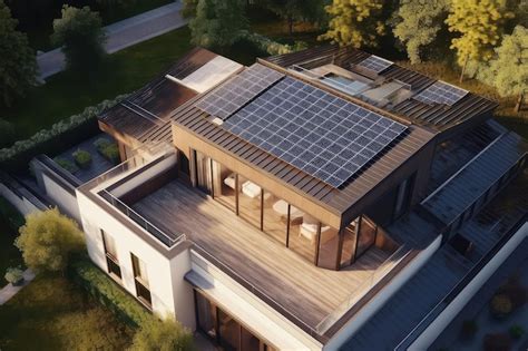 Premium Photo A Vibrant Artwork Showcasing A Solarpowered Home With