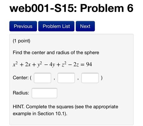 Solved Web001 S15 Problem 2 Previous Problem List Next 1
