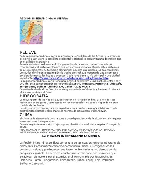 Region Interandina O Sierra Pdf Andes Ecuador