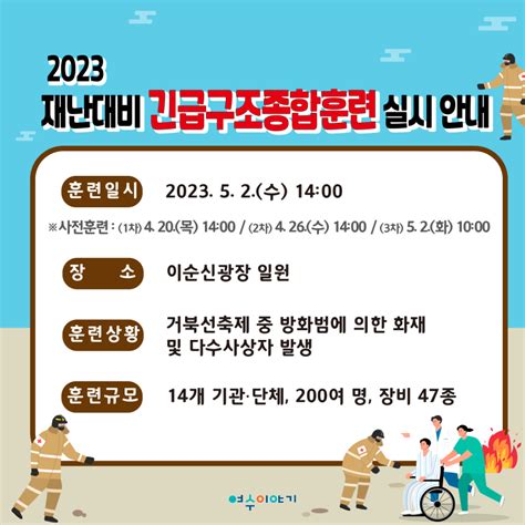 52 1400 이순신광장 일원2023 재난대비 긴급구조종합훈련 실시 안내 전라남도 여수시 웰로