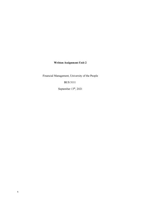 written assignment unit 2 written assignment unit 2 financial