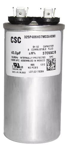 Capacitor De Trabajo Csc 40uf 370v Meses Sin Interés