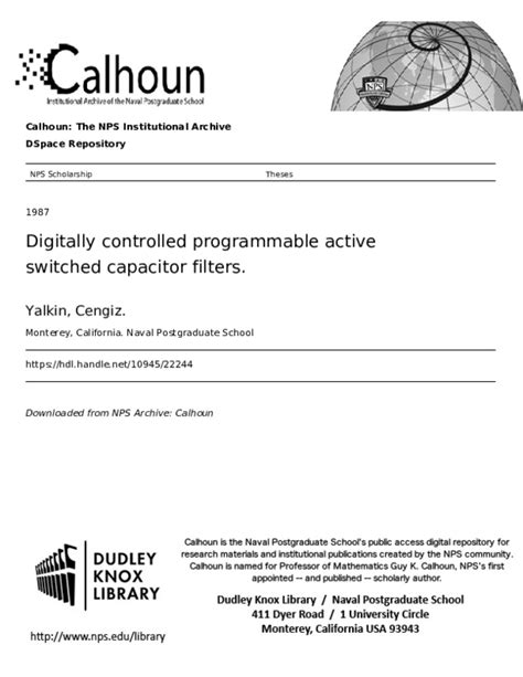 Pdf Digitally Controlled Programmable Active Switched Capacitor Filters Cengiz Yalkin