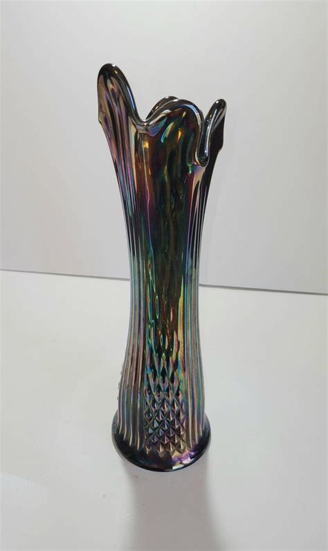 Fenton Carnival Glass Vase Vintage Fenton Carnival Glass Diamont