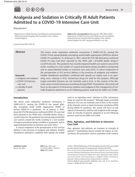 Pdf Analgesia And Sedation In Critically Ill Adult Patients Admitted