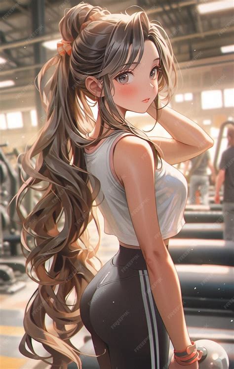 Premium Ai Image Anime Girl Is Standing In A Gym