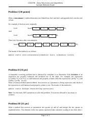 Data Structures and Algorithms: Midterm Exam Practice Problems | Course Hero