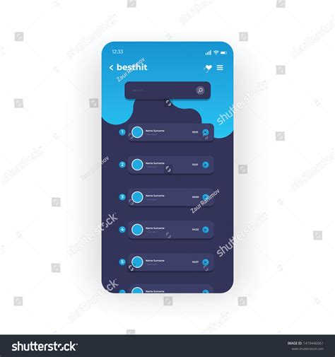 Blue Music Player Tracks Ui Ux Stock Vector Royalty Free Shutterstock