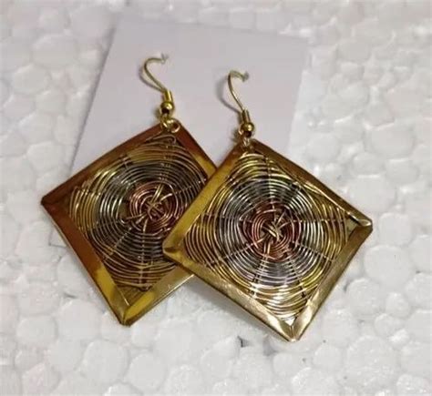 Square Golden Shrinath Art Gallery Brass Hoop Earring At Rs 65pair In