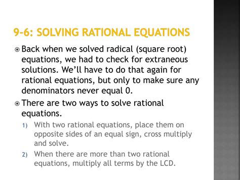 PPT Unit Rational Functions Chapter Solving Rational Equations PowerPoint Presentation