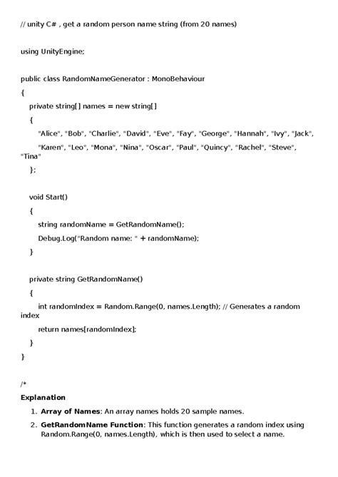 unity random name unity c get a random person name string from