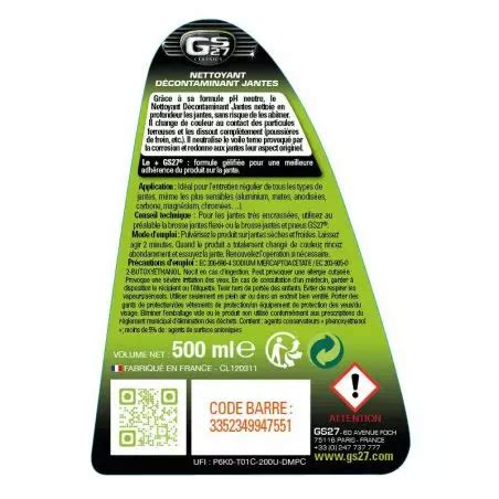 Gs 27 Nettoyant Jantes Décontaminant 500ml