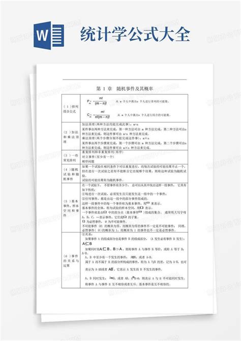 统计学公式大全word模板下载 编号qzavrkmj 熊猫办公