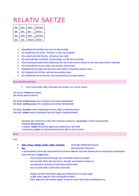 Appunti Di Grammatica Lingua Tedesca Iii Docsity