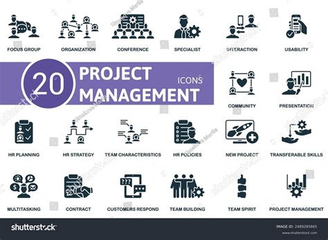 Project Management Thin Line Icon Set Stock Vector Royalty Free 2489285665 Shutterstock