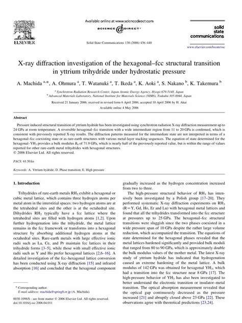 Pdf X Ray Diffraction Investigation Of The Hexagonalfcc Structural