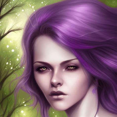 Purple Haired Woman On A Sparkly Hiking Trail · Creative Fabrica