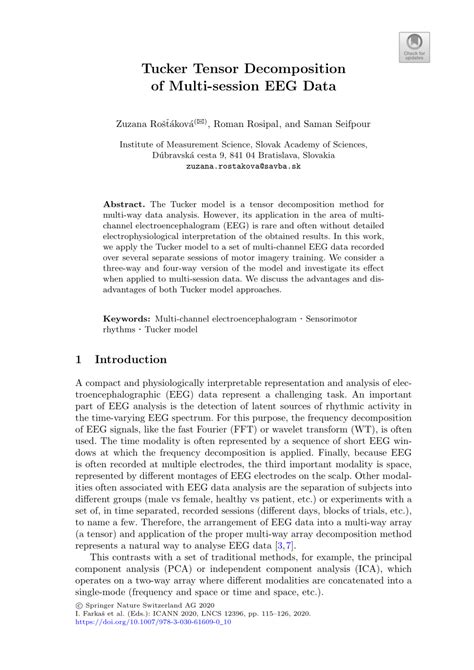 Pdf Tucker Tensor Decomposition Of Multi Session Eeg Data
