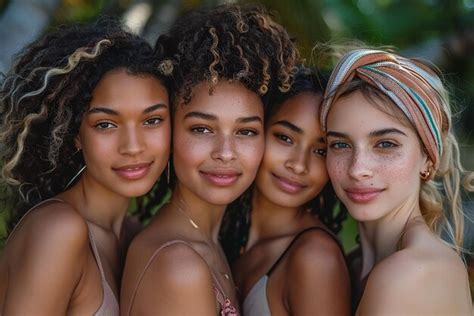 Multiethnic Beauty And Friendship Group Of Five Premium Ai Generated