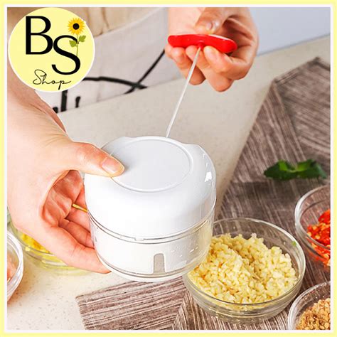 Bsshop เครื่องปั่นกระเทียม บดกระเทียม เครื่องปั่นแบบสายดึง ไม่ใช่ไฟฟ้า