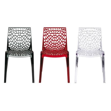 Lot De 6 Chaises Empilables DIADEME Polycarbonate Plein Rouge