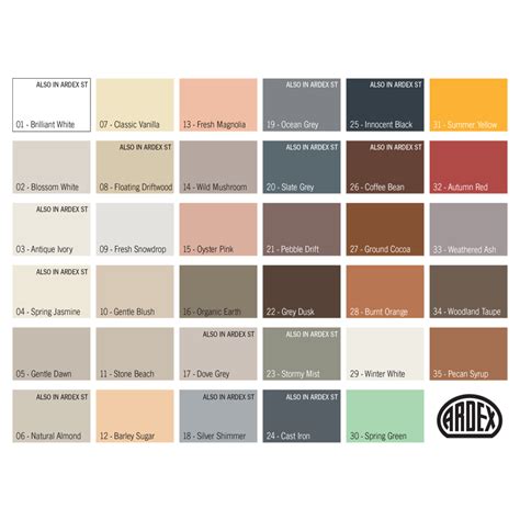 Ardex Grout Color Chart Ardex X 4