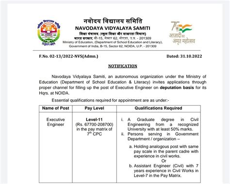 Navodaya Vidyalaya Samiti Recruitment 2022 Rojgar Vibhag