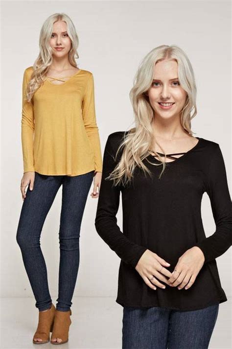 Long Sleeve Criss Cross Top Amber Marie And Company