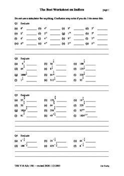Indices And Logarithms By Joe Ousby TPT