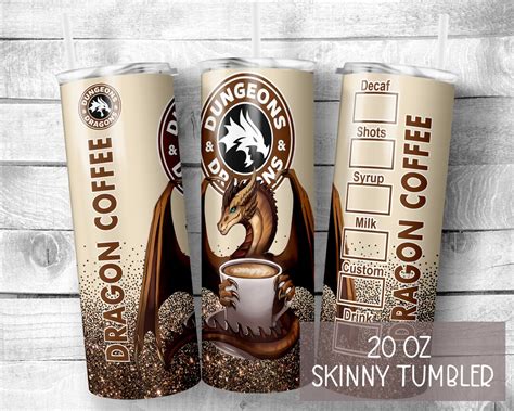 Dragon Coffee Barista RPG Dnd D Dungeons Dragons Oz Skinny Tumbler Ready To Ship Etsy