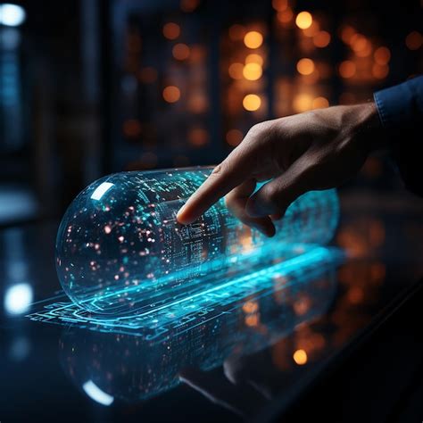 Premium Ai Image Hand Pressing Button On Future Touch Screen Interface