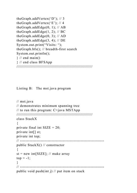 Modify The Bfs Java Program Listing A To Find The Minimu Docx