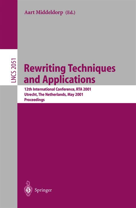 Rewriting Techniques And Applications Middeldorp Aart 9783540421177 Books